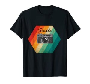 vintage camera smile just say cheese cute photography gift t-shirt