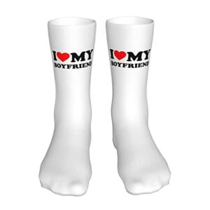 i love my hot boyfriend 1 socks funny socks casual crew socks compression running sock moisture wicking novelty christmas gifts