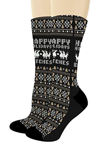 Fun Holiday Socks Happy Holidays Humping Reindeer Socks Christmas Clothes 1-Pair Novelty Crew Socks