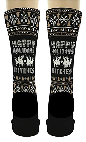 Fun Holiday Socks Happy Holidays Humping Reindeer Socks Christmas Clothes 1-Pair Novelty Crew Socks