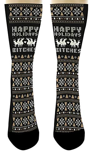 Fun Holiday Socks Happy Holidays Humping Reindeer Socks Christmas Clothes 1-Pair Novelty Crew Socks