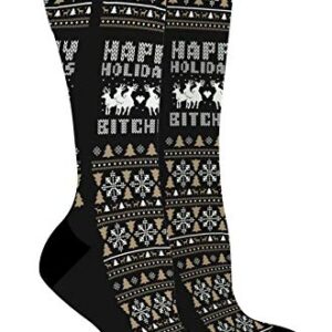 Fun Holiday Socks Happy Holidays Humping Reindeer Socks Christmas Clothes 1-Pair Novelty Crew Socks