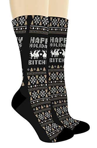 Fun Holiday Socks Happy Holidays Humping Reindeer Socks Christmas Clothes 1-Pair Novelty Crew Socks