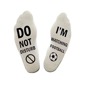 football socks i’m watching football do not disturb,funny sock gifts for football fans men women christmas stocking stuffers (white+black)