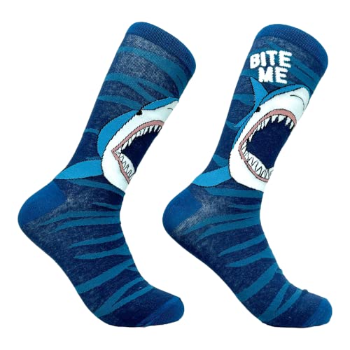 Crazy Dog T-Shirts Men's Bite Me Socks Funny Deep Sea Shark Attack Footwear