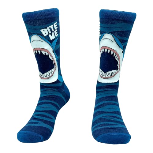 Crazy Dog T-Shirts Men's Bite Me Socks Funny Deep Sea Shark Attack Footwear