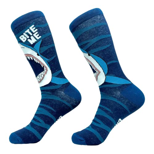 Crazy Dog T-Shirts Men's Bite Me Socks Funny Deep Sea Shark Attack Footwear