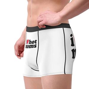 CENTUKE I Love Hot Moms Gag Gifts For Men Boys Boyfriend Gifts Underwear Men's Stretch Elastic Wide Band Boxer Brief Underwear Mens Boxers Black