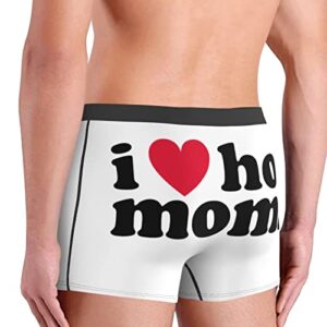 CENTUKE I Love Hot Moms Gag Gifts For Men Boys Boyfriend Gifts Underwear Men's Stretch Elastic Wide Band Boxer Brief Underwear Mens Boxers Black