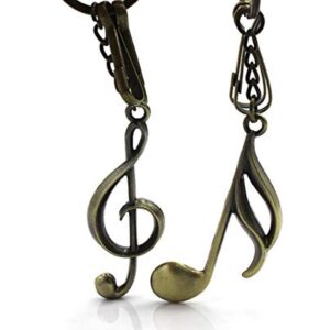 NEWOTE Vintage Bronze Music Note Keychains Men's Women Clef Treble Key Rings for Key BFF Relationship Gift, Set of 3