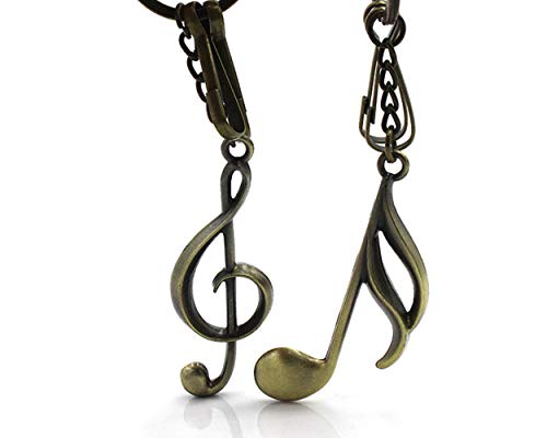 NEWOTE Vintage Bronze Music Note Keychains Men's Women Clef Treble Key Rings for Key BFF Relationship Gift, Set of 3