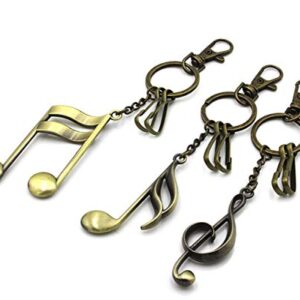 NEWOTE Vintage Bronze Music Note Keychains Men's Women Clef Treble Key Rings for Key BFF Relationship Gift, Set of 3