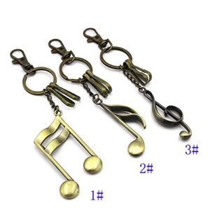 NEWOTE Vintage Bronze Music Note Keychains Men's Women Clef Treble Key Rings for Key BFF Relationship Gift, Set of 3