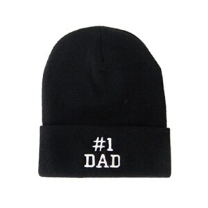 usmania number 1 dad embroidered beanie winter hat (black)