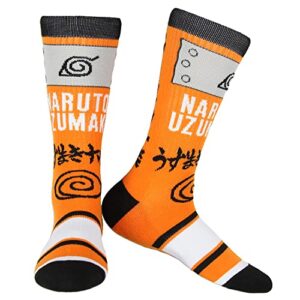 bioworld naruto shippuden naruto uzumaki hidden leaf village logo athletic crew socks