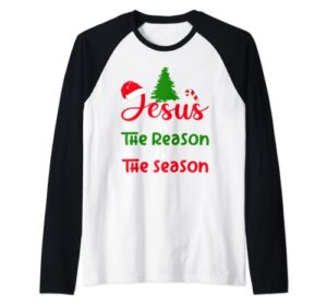 christian jesus the reason christmas stocking stuffer raglan baseball tee