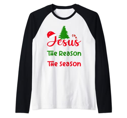 Christian Jesus The Reason Christmas Stocking Stuffer Raglan Baseball Tee