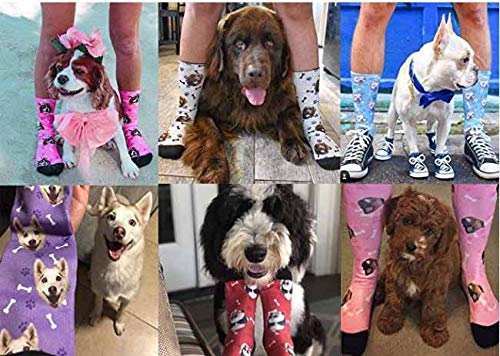 D-Story Custom Photo Pet Face Socks, Love Heart Crew Socks with 2 Faces for Men Women (Made In USA)