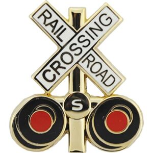 railroad crossing sign with lights pin 1″