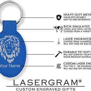 LaserGram Oval Keychain, Tyrannosaurus Rex Dinosaur, Personalized Engraving Included (Dark Blue)