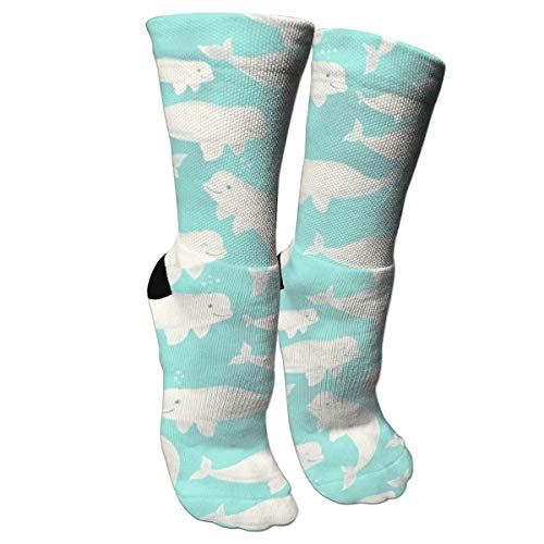 Lovely Beluga Whale Women's Cotton Crew Socks Men's Funny Novelty Athletic Crew Socks Crazy Cool Colorful Dress Socks Gift