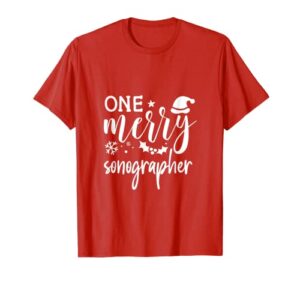 one merry sonographer christmas santa hat ultrasound tech t-shirt