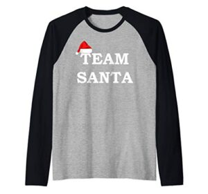 team santa christmas morning stocking stuffer raglan baseball tee