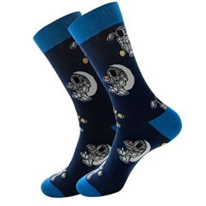 mens colorful dress socks novelty patterned cotton holiday ghost skeleton fruit printed crew socks for adult men women(c#blue,one size)