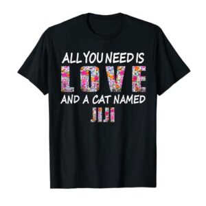 All you need is love and a cat named Jiji Vintage Floral T-Shirt