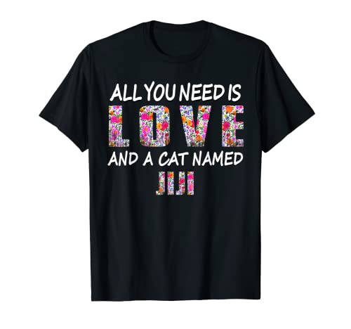 All you need is love and a cat named Jiji Vintage Floral T-Shirt