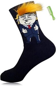 trump air socks funny socks with comb,neck compression socks like crane11 as yoga socks, novelty trump 2020 socks, donald trump socks with hair (black yellow)