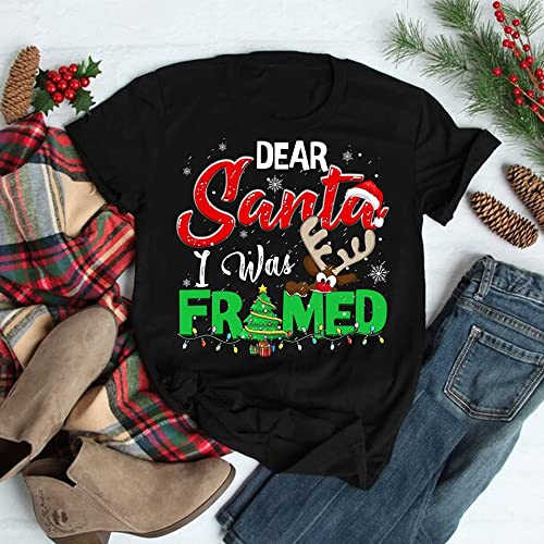 Dear Santa I Was Framed Christmas Stocking Stuffer Gift T-Shirt, Christmas Vacation, Christmas Gifts