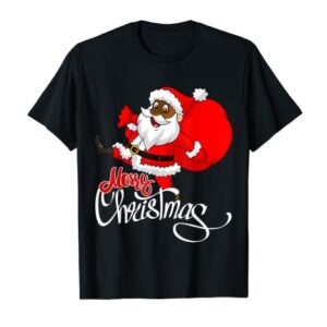 Cute Black Merry Christmas Santa T-Shirt