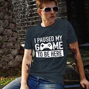 I Paused My Game to Be Here t Shirt Gamer Gifts for Men Gaming Funny Graphic Tees (Charcoal Black, Youth S(8))