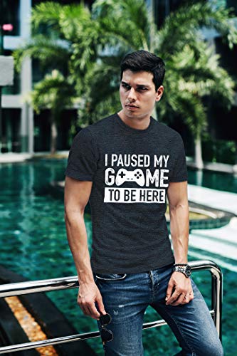 I Paused My Game to Be Here t Shirt Gamer Gifts for Men Gaming Funny Graphic Tees (Charcoal Black, Youth S(8))