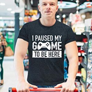 I Paused My Game to Be Here t Shirt Gamer Gifts for Men Gaming Funny Graphic Tees (Charcoal Black, Youth S(8))