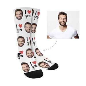 MyPupSocks Custom Face Socks Prime I Heart You Valentines Day White Crew Socks with Personalized Faces on Them