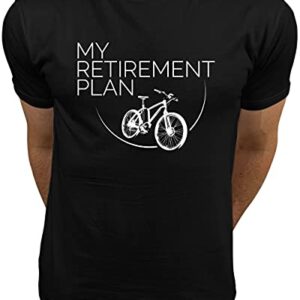 Market Trendz My Retirement Plan Cycling Funny Bike Rider Retirement Gift Bicycle White on Black XL