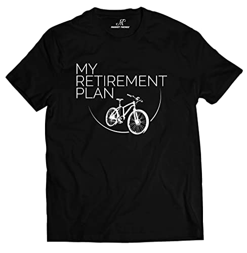 Market Trendz My Retirement Plan Cycling Funny Bike Rider Retirement Gift Bicycle White on Black XL