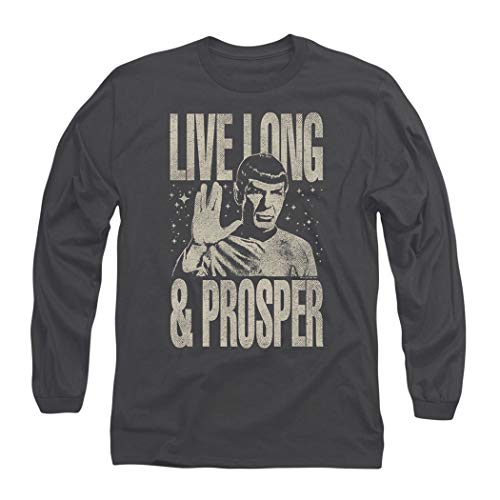 Star Trek Live Long & Prosper Longsleeve T Shirt & Stickers (Medium) Charcoal