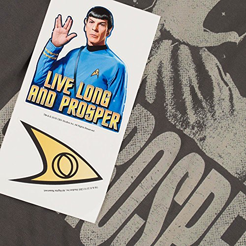 Star Trek Live Long & Prosper Longsleeve T Shirt & Stickers (Medium) Charcoal