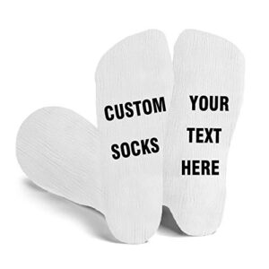 personalized funny socks with your custom text, unisex crew socks gift for women, men