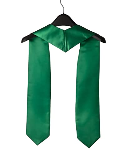 Unisex Adult Plain Graduation Stole For Academic Commencements For High School, College And University, 60” Long, Emerald Green