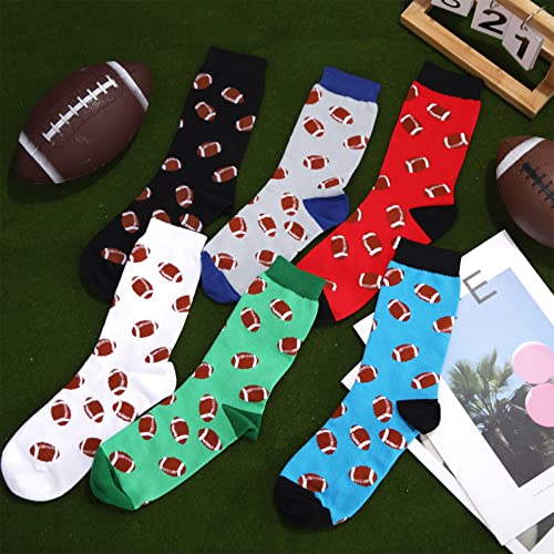 JaGely 6 Pairs Men's Novelty Baseball Football Socks Sports Funny Crew Socks Baseball Football Lover Gift for Women Running Athletic (Football Style)