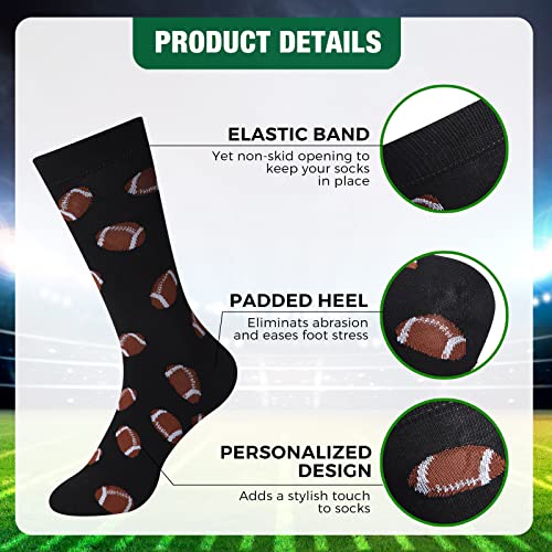 JaGely 6 Pairs Men's Novelty Baseball Football Socks Sports Funny Crew Socks Baseball Football Lover Gift for Women Running Athletic (Football Style)