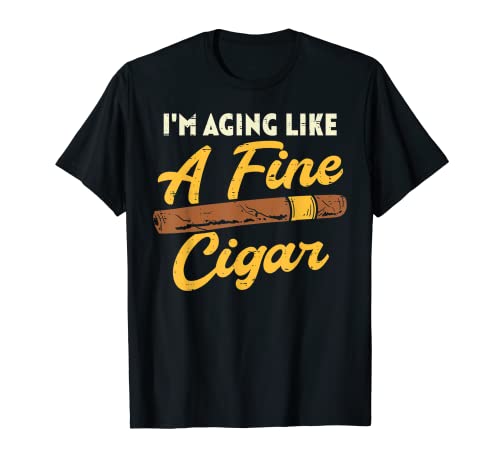 Aging Like Fine Cigar Vintage Fathers Day Dad Grandpa Men T-Shirt