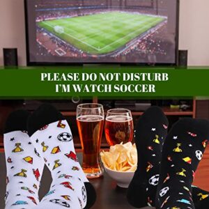 4 Pairs Men's Soccer Socks Please Do Not Disturb I'm Watching Soccer Socks Novelty Football Casual Lover Funny Gifts for Christmas Game Men and Women, Black, Green, White Blue, One Size