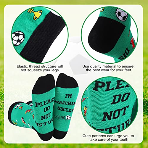 4 Pairs Men's Soccer Socks Please Do Not Disturb I'm Watching Soccer Socks Novelty Football Casual Lover Funny Gifts for Christmas Game Men and Women, Black, Green, White Blue, One Size