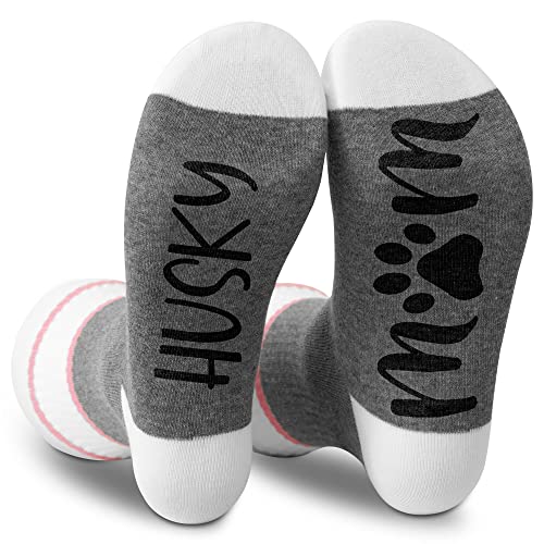 Husky Mom Socks (1 Pair), Dog Mom Socks, Dog Lover Gift, Casual Novelty Christmas Mom Birthday Gifts -043