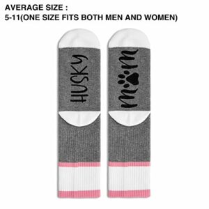 Husky Mom Socks (1 Pair), Dog Mom Socks, Dog Lover Gift, Casual Novelty Christmas Mom Birthday Gifts -043